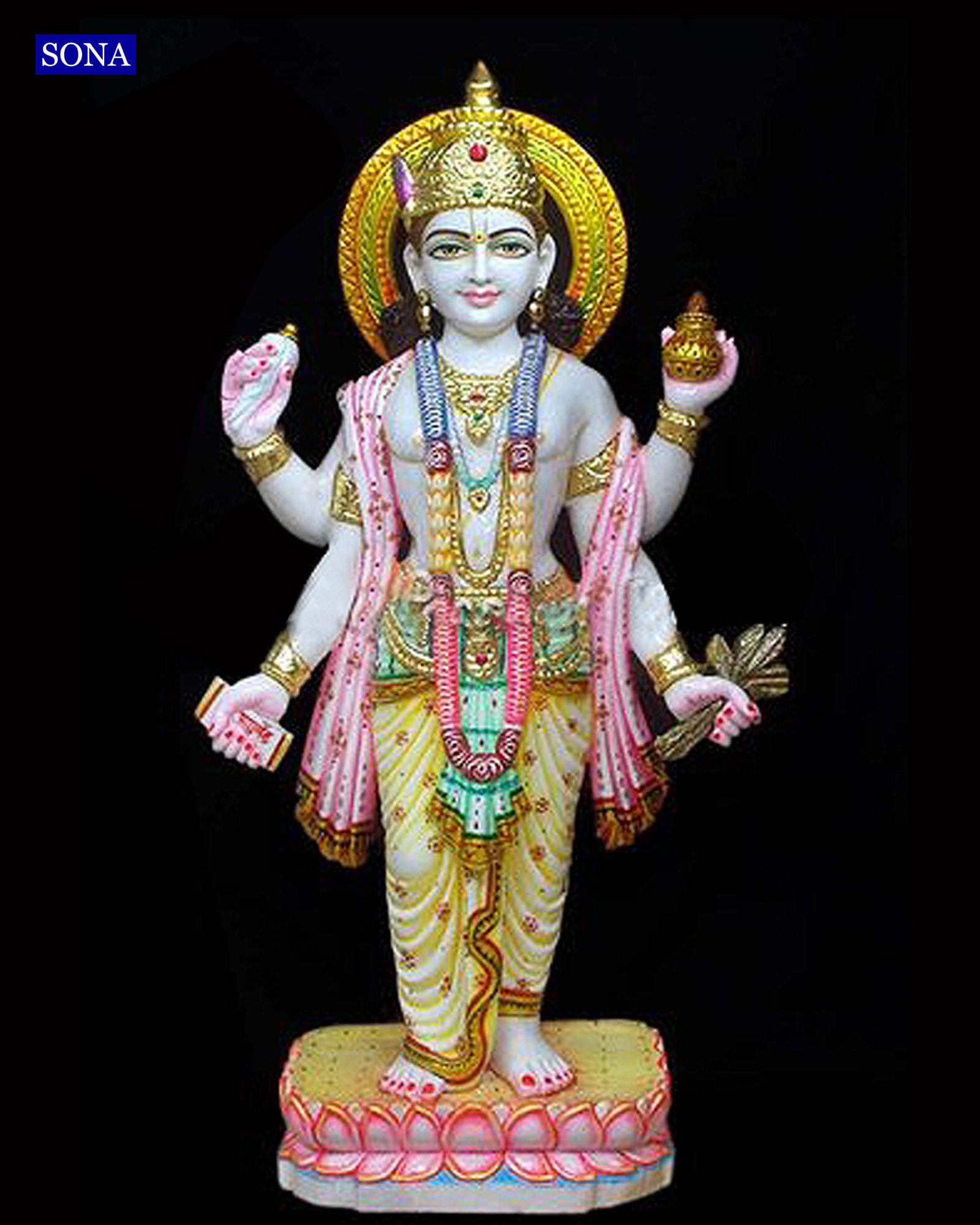 Buy White Marble Lord Vishnu Idols Statue Moorti, Marble Laxmi Narayan ...