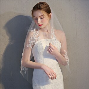 Ivory/white Elegant Bridal Wedding Veil,lace Veil With Comb,with Lace ...