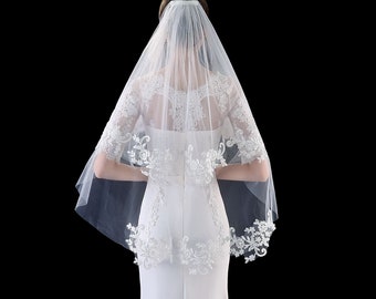 Ivory/white Elegant Bridal Wedding Veillace Veil With | Etsy