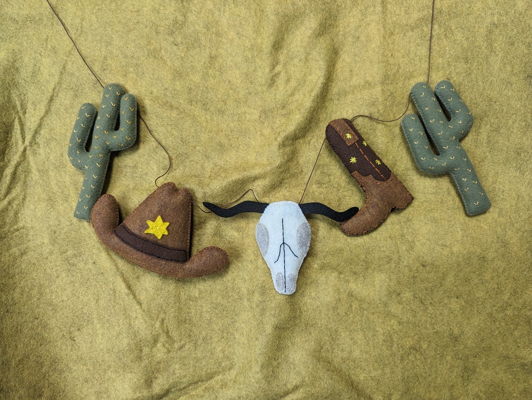 Handmade Cowboy Themed Nursery Garland Decor | Texas Longhorn Skull ...
