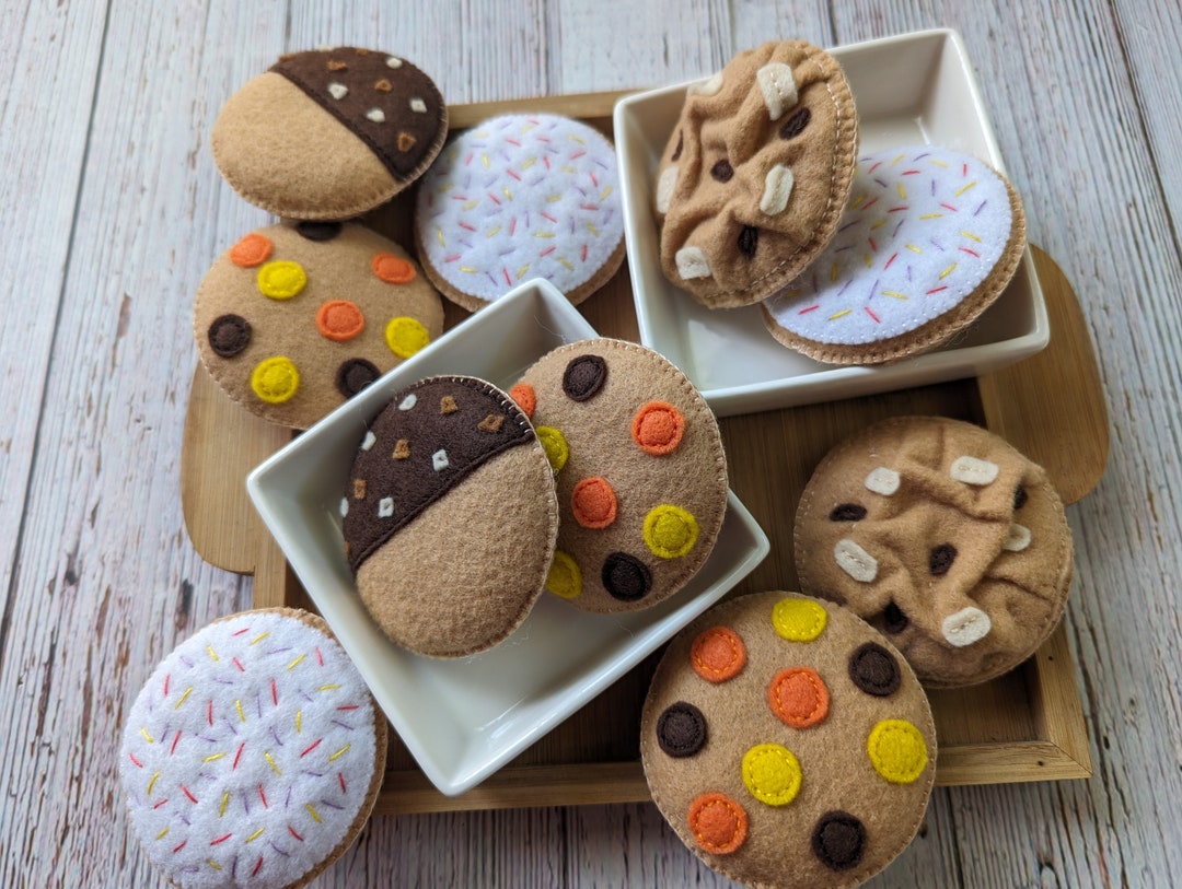 Handmade Felt Pretend Play Felt Food Cookies | Kids Tea Party Oatmeal ...