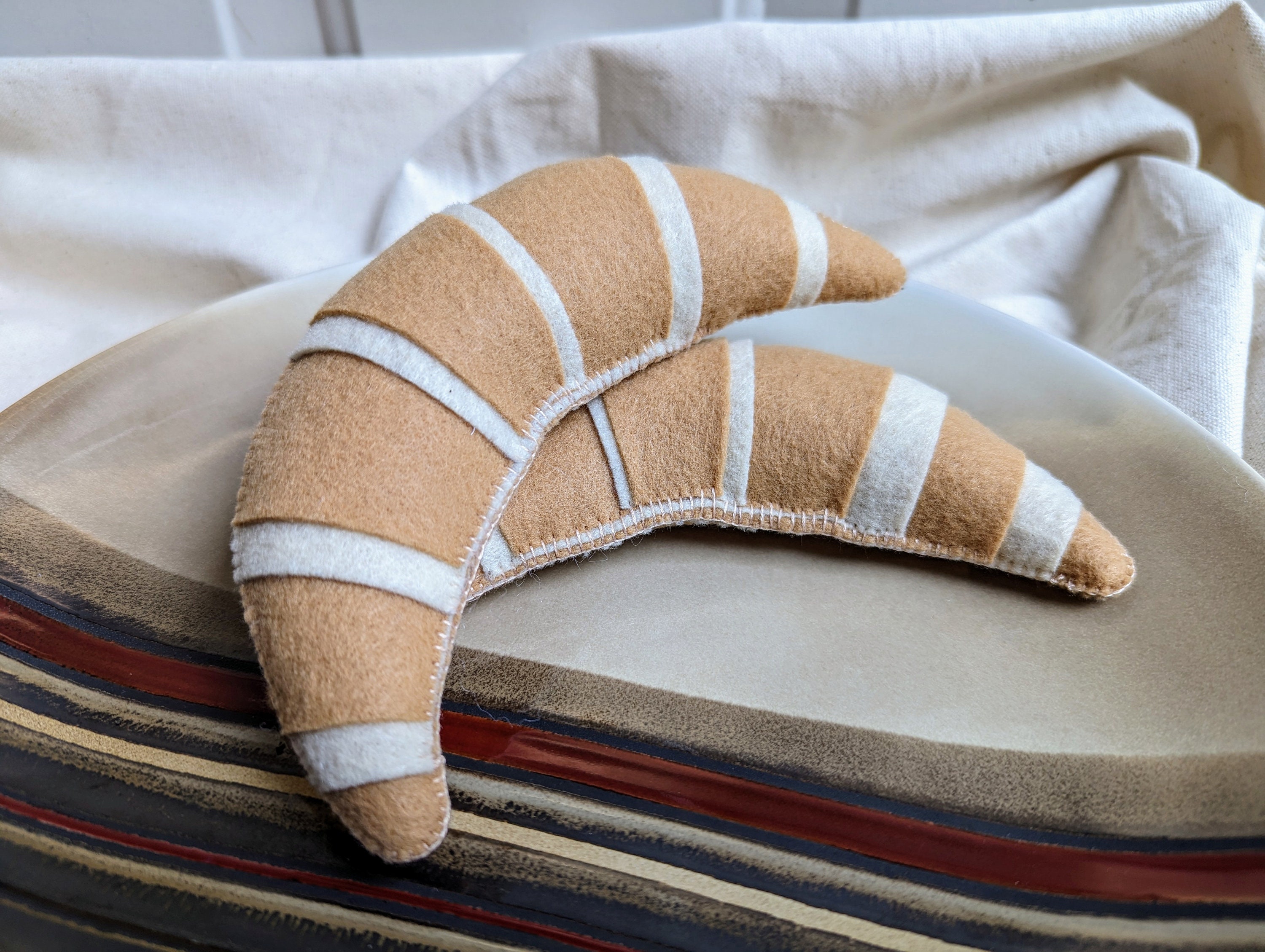 Handmade Felt Croissant | Kids Pretend Play Food - Etsy