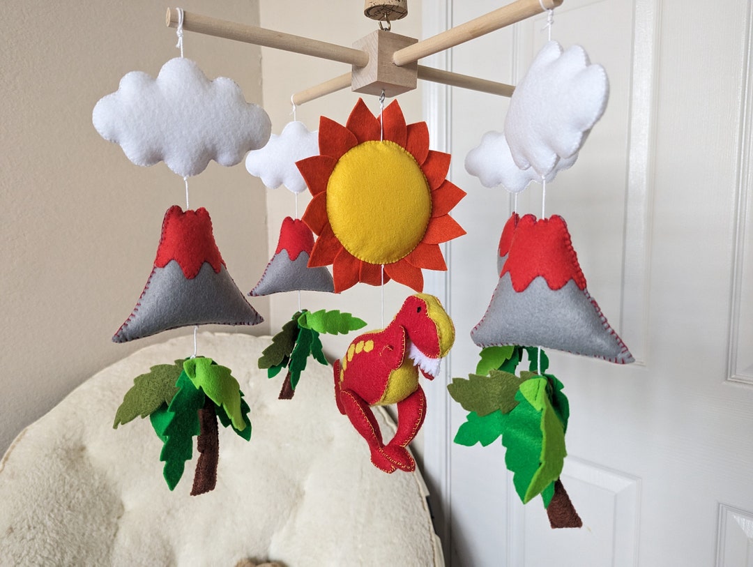 Handmade Felt Dinosaur Baby Mobile Decor/nursery Crib Mobile/t-rex ...