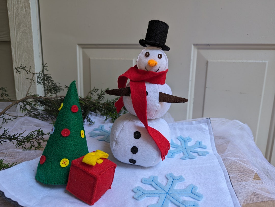Handmade Felt Snowman Play Set for Christmas| Build a Snowman Activity ...
