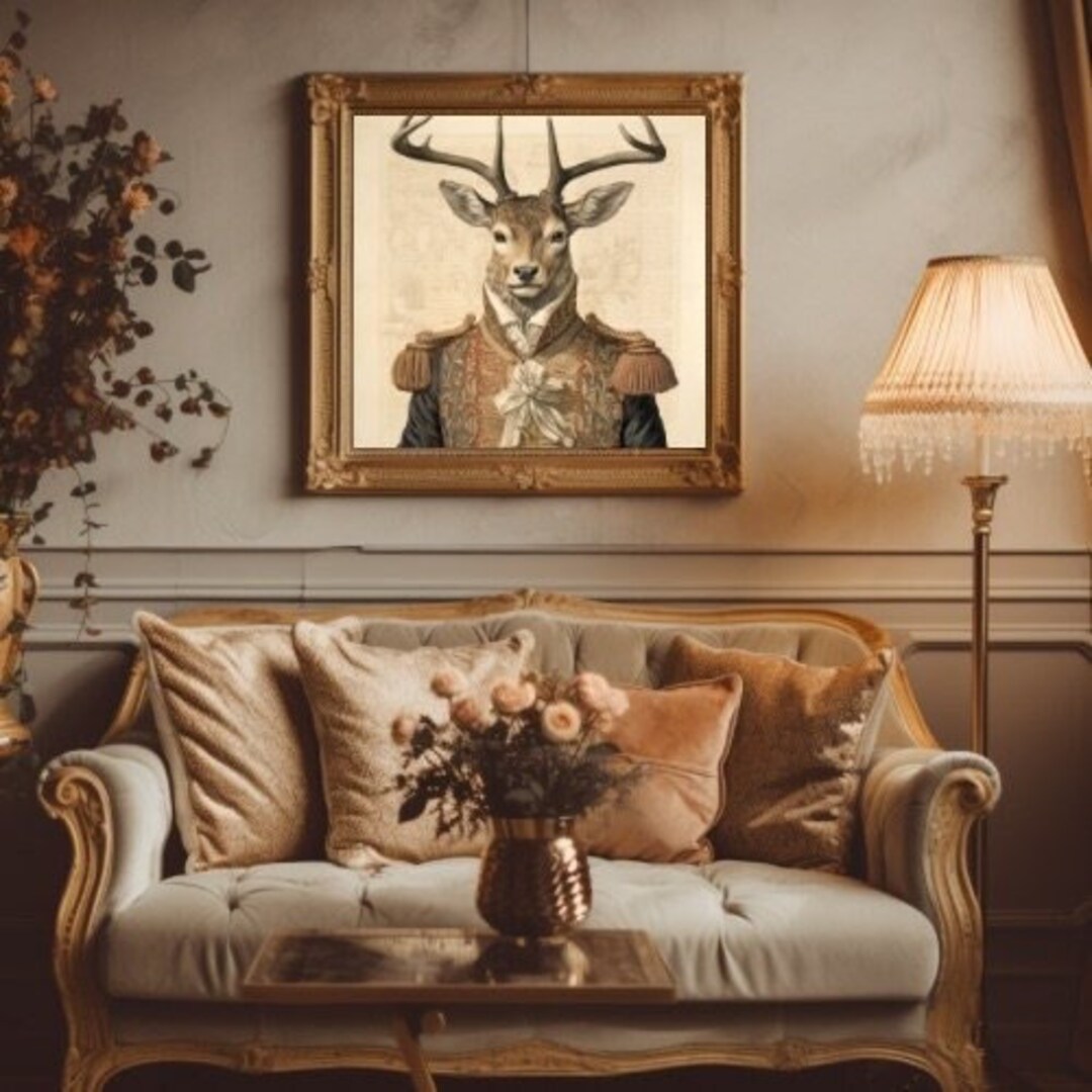 Mr Stag Print Poster Vintage-inspired Wall Art Decor Stags Renaissance ...