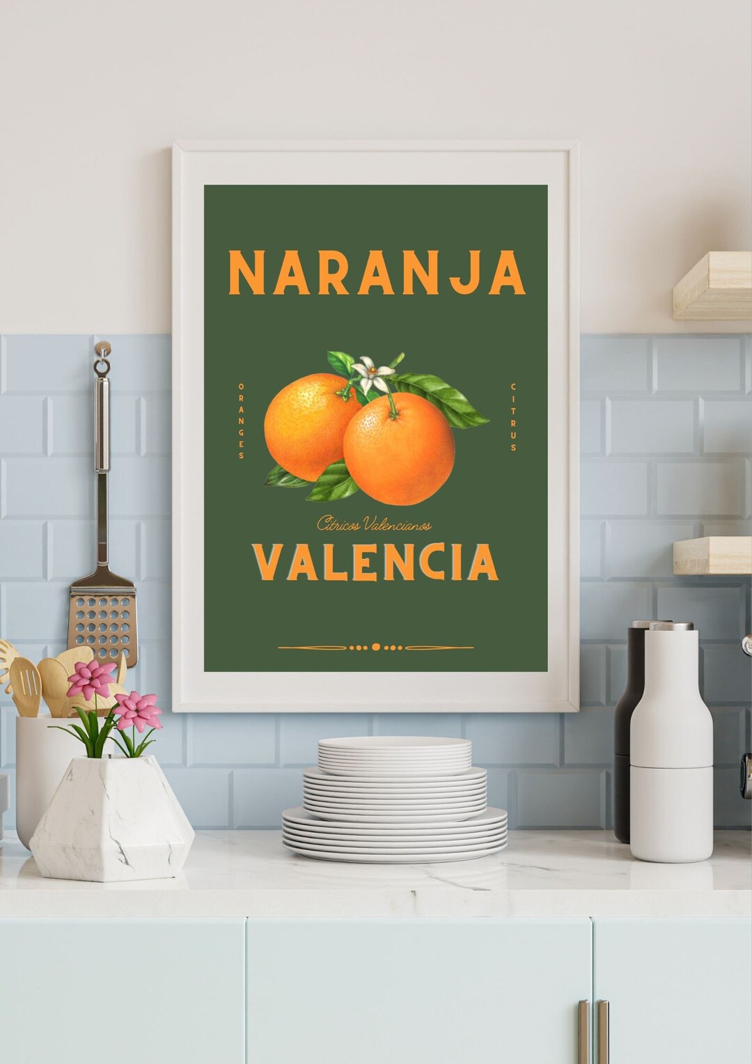 Spanish Orange Art Print Zesty Zumo De Naranja Valencia Kitchen Poster ...