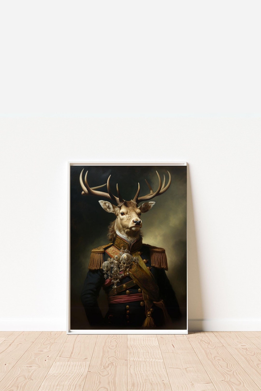 Vintage Stag Print Lord Lysander Renaissance Military Painting Deer ...