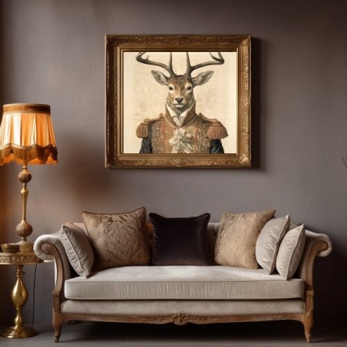 Mr Stag Print Poster Vintage-inspired Wall Art Decor Stags Renaissance ...