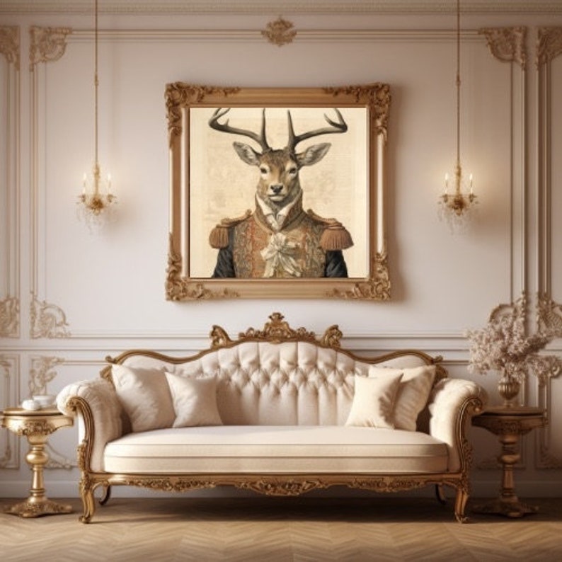 Mr Stag Print Poster Vintage-inspired Wall Art Decor Stags Renaissance ...