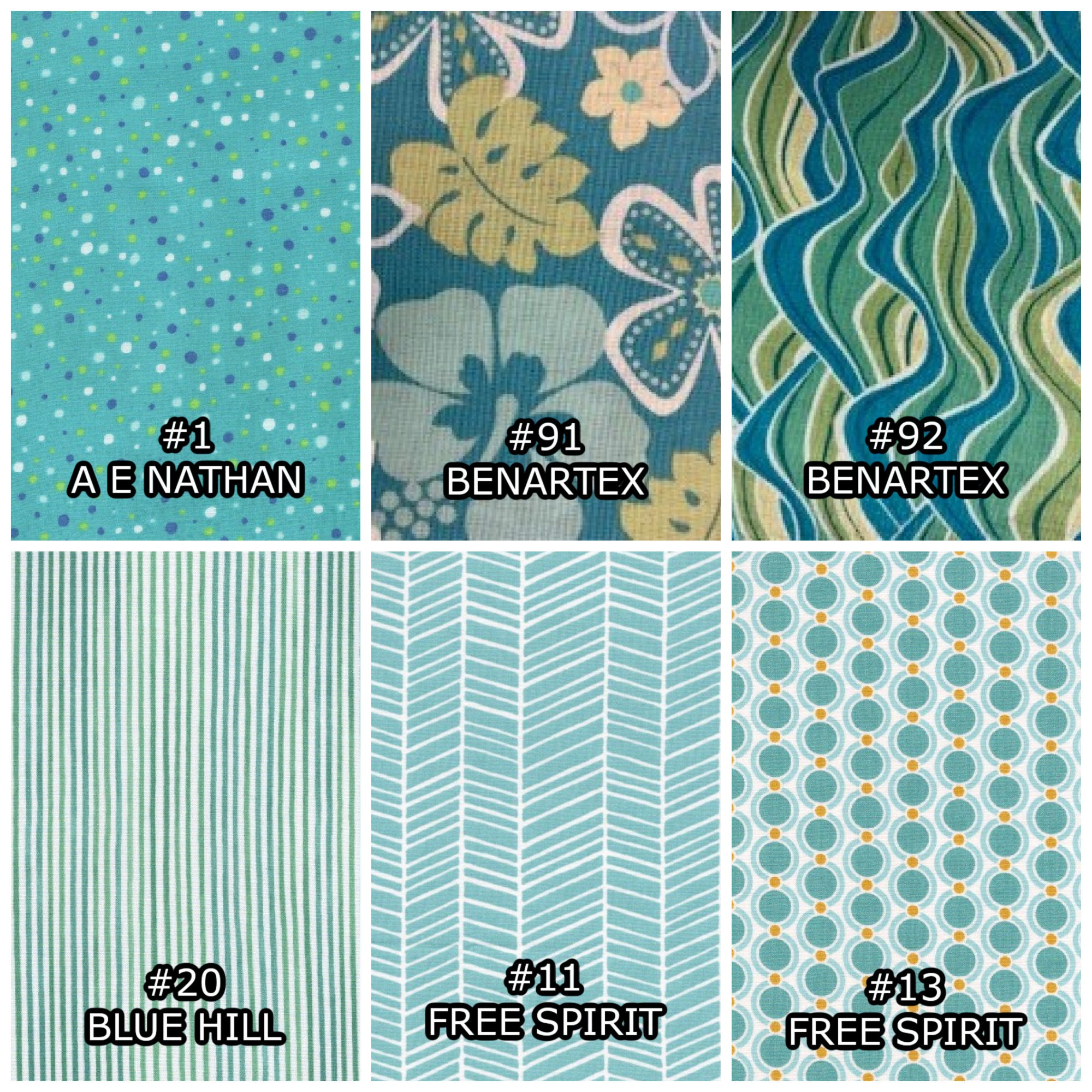 Fat Quarters With Shades of Teal & Turquoise Prints - Etsy