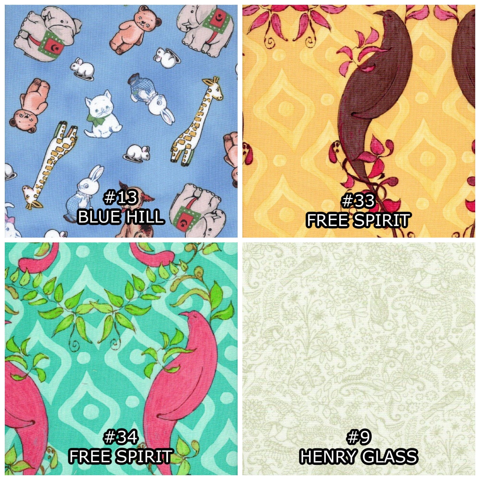 Fat Quarters With Animals, Birds & Insect Prints - Etsy