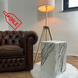 Arabescato Corchia Marble Plinth Table, 100% Made in Italy - Etsy