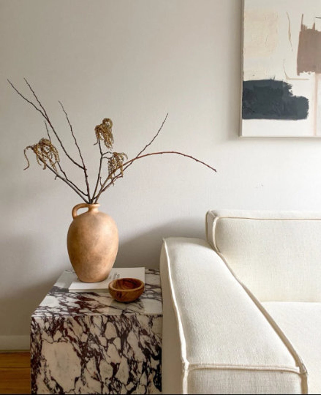 Calacatta Viola Marble Side Table, 100% Made in Italy - Etsy