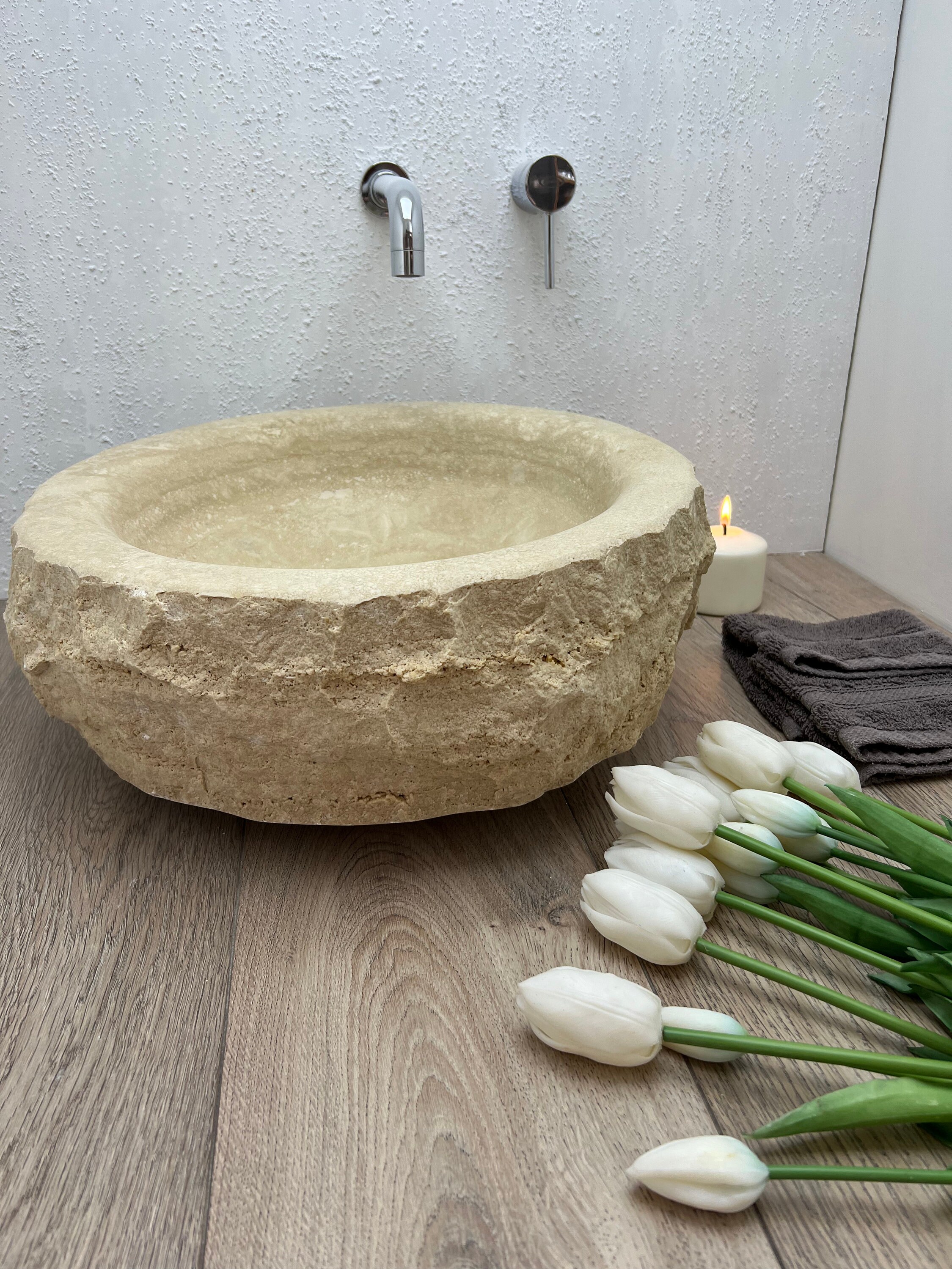 Travertine Marble Rock Sink, 100% Made in Italy - Etsy