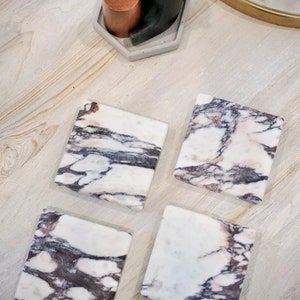 Calacatta Viola Set of SQUARE Coasters - Etsy