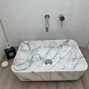 Arabescato Marble Rectangular Vessel Sink, 100% Made in Italy - Etsy