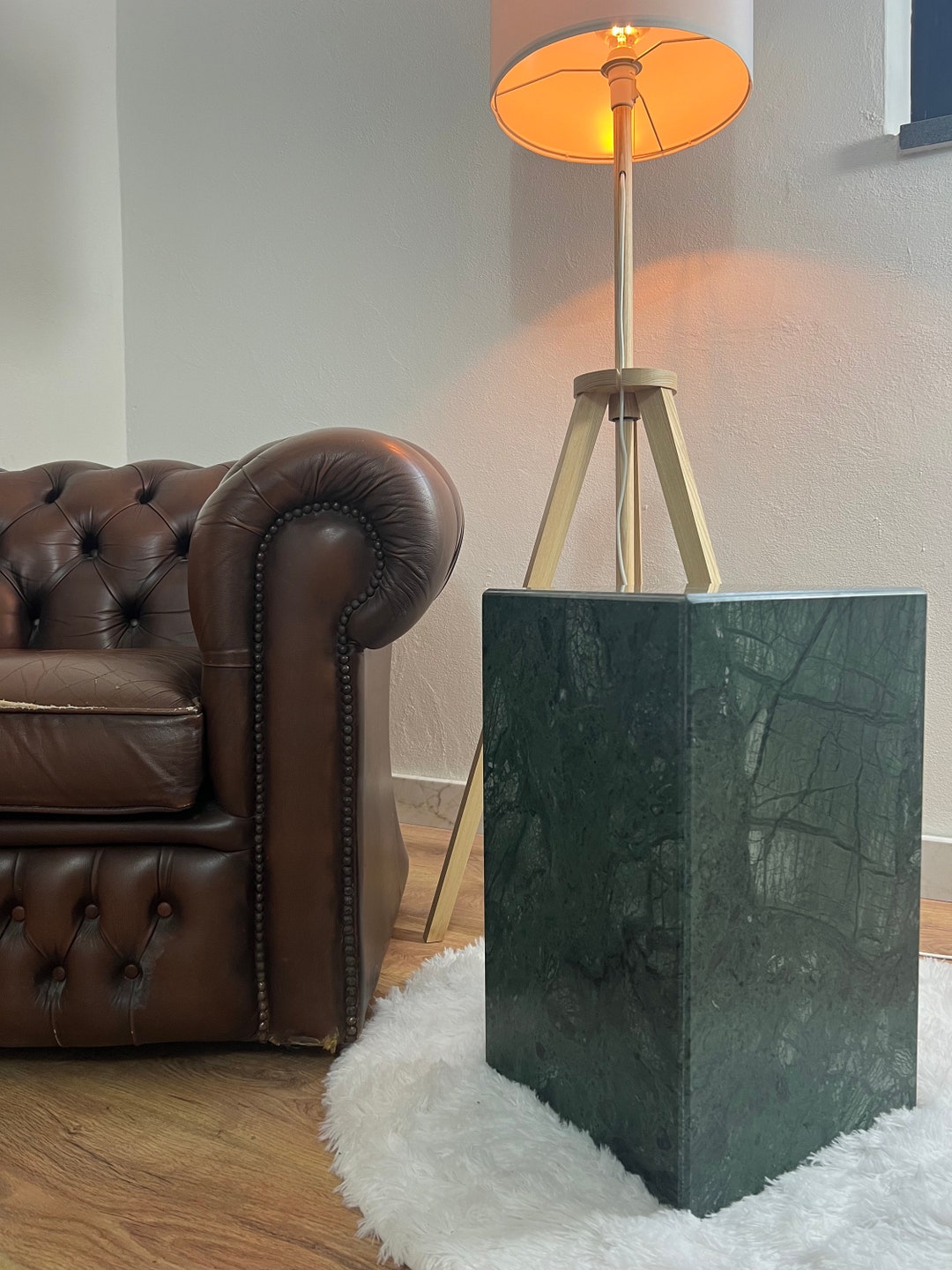 Green Guatemala Marble Plinth Table, 100% Made in Italy - Etsy