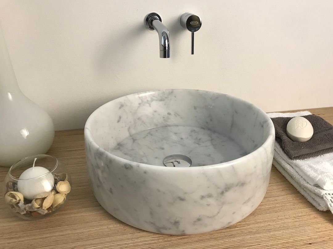 Round Carrara Marble Sink Washbasin Italian 100% Made in Italy - Etsy