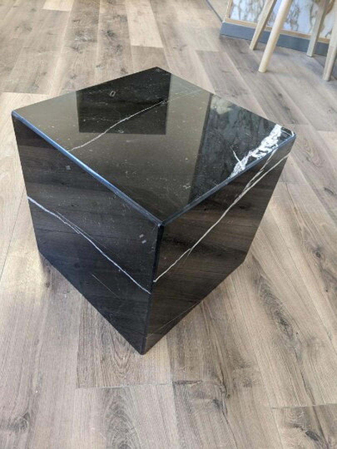 Nero Marquinia Marble Side Table, 100% Made in Italy - Etsy