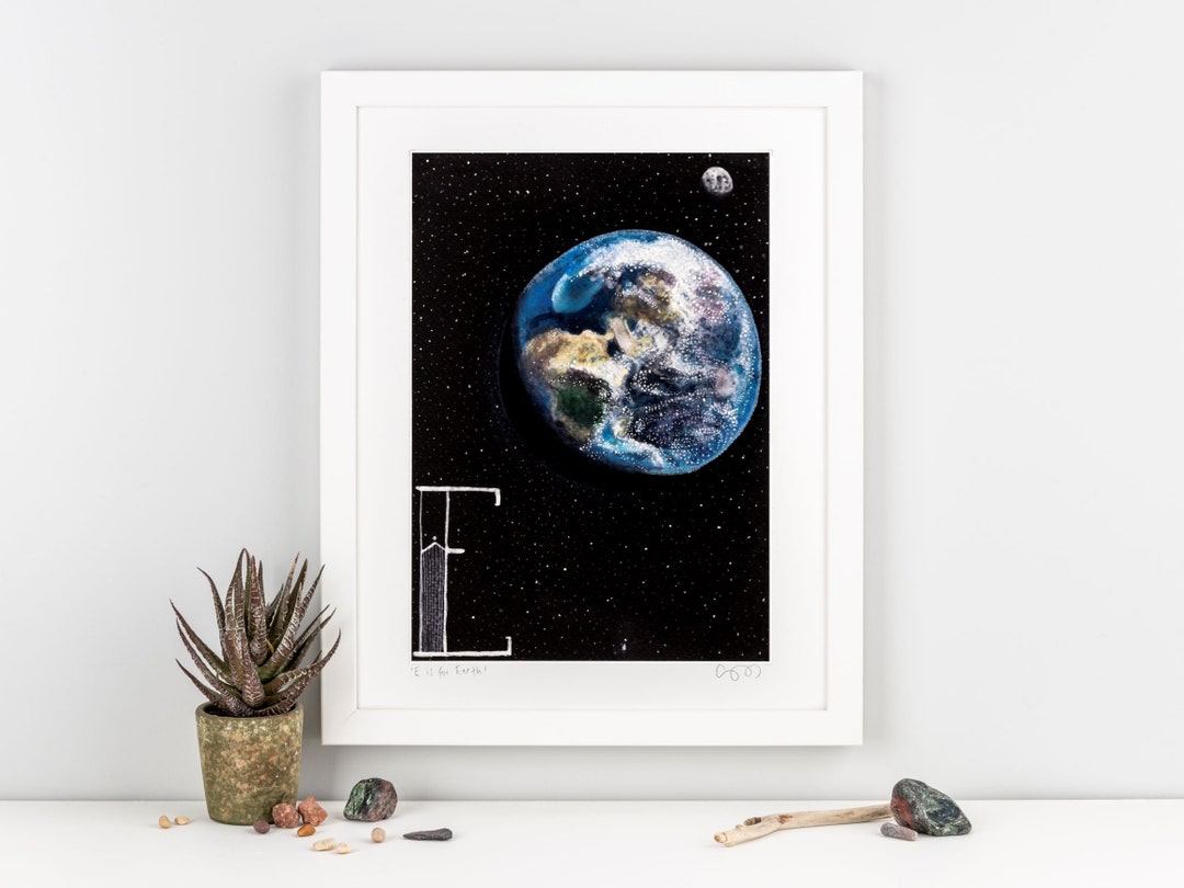 Illustrated Alphabet - E is for Earth. Fine Art Giclée Print - Etsy