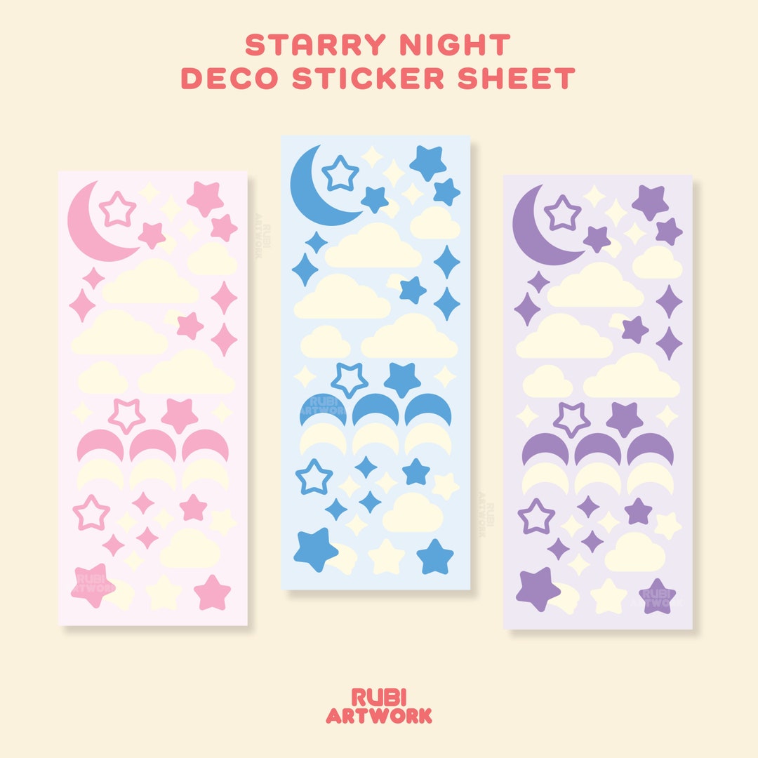 Starry Night Deco Sticker Sheet Top Loader Stickers BTS Kpop Photo Card ...