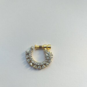 Crystal Screw Nose Ring Traditional Gold Plated Indian Wedding Nath ...