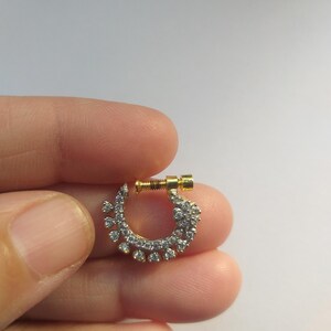 Crystal Screw Nose Ring Traditional Gold Plated Indian Wedding Nath ...