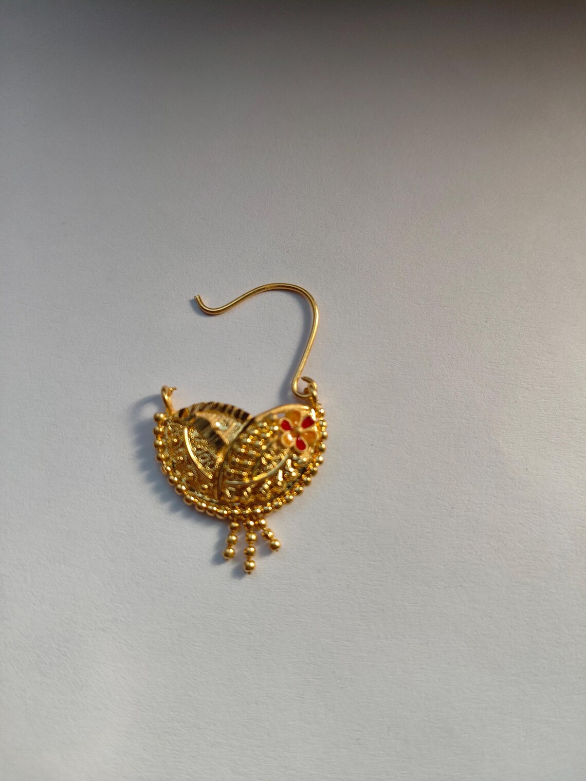 Gold Plated Indian Nath Nose Ring Bridal Ethnic Jewelry Piercing ...