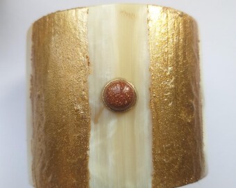 Horn Cuff Bracelet With Gold Painted Natural Buffalo Cuff Bangle Horn ...