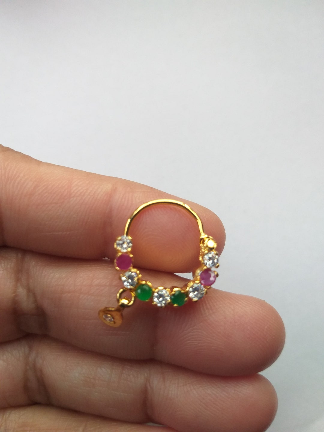 Traditional Multi Crystal Nose Ring Indian Wedding Nath Nose Jewellery ...