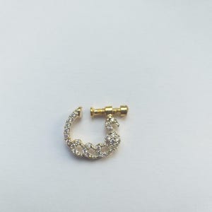 Crystal Screw Nose Ring Traditional Gold Plated Indian Wedding Nath ...