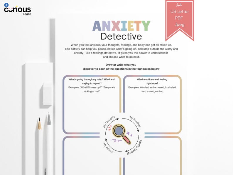 Anxiety Coping Skills Printables: ABC for Anxiety + Detective Activity ...