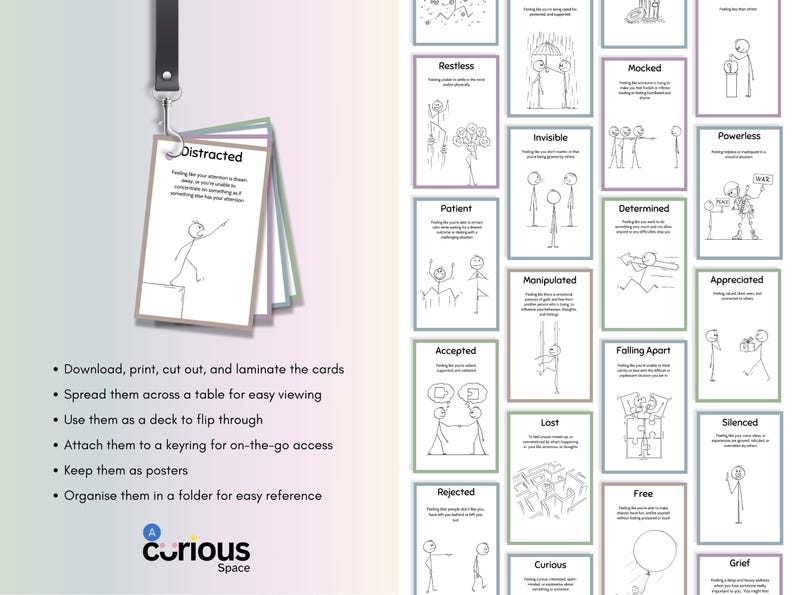 Emotion Cards, Feelings Flashcards for Therapy, Counselling, & SEL ...