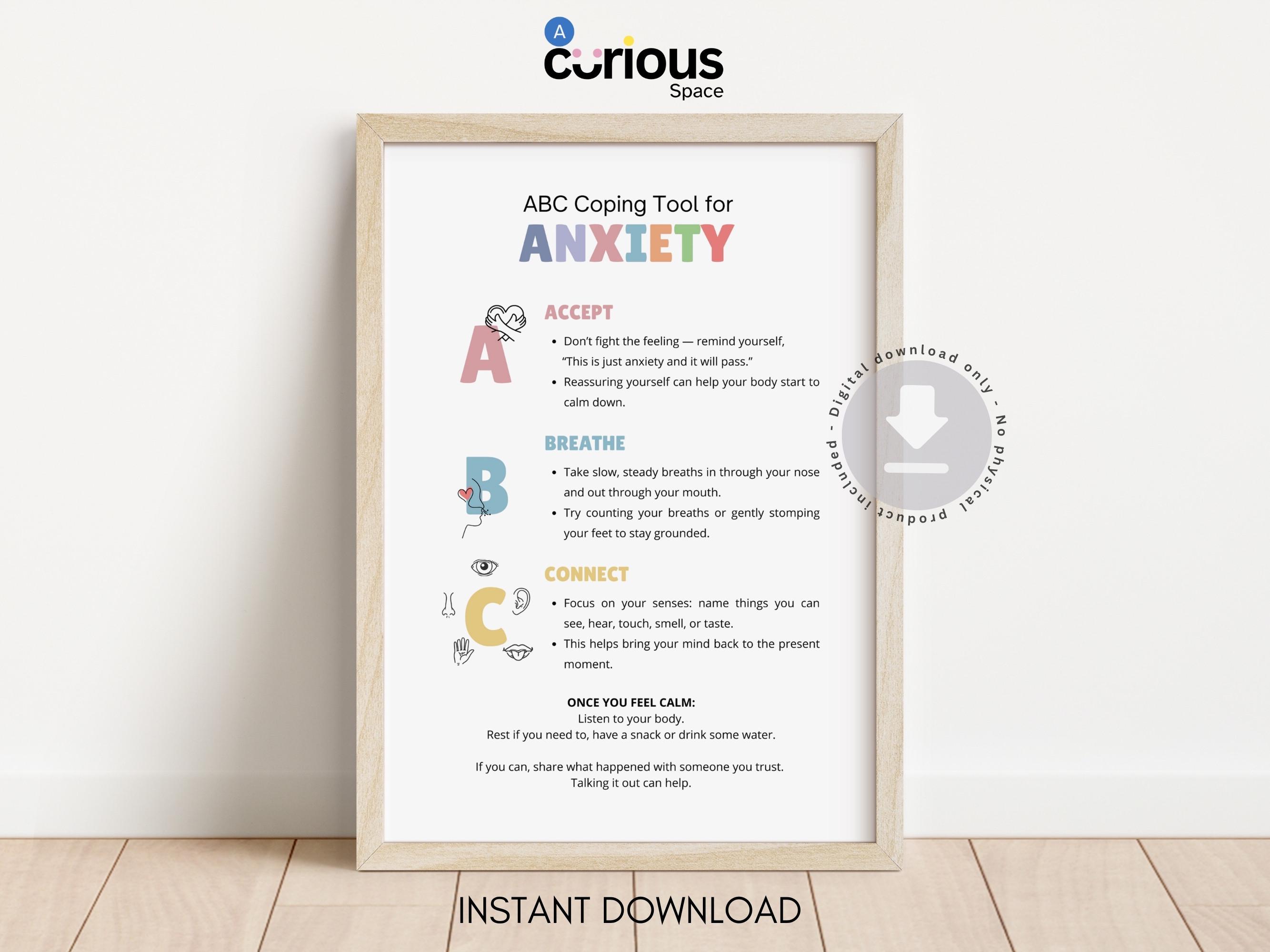 Anxiety Coping Skills Printables: ABC for Anxiety + Detective Activity ...
