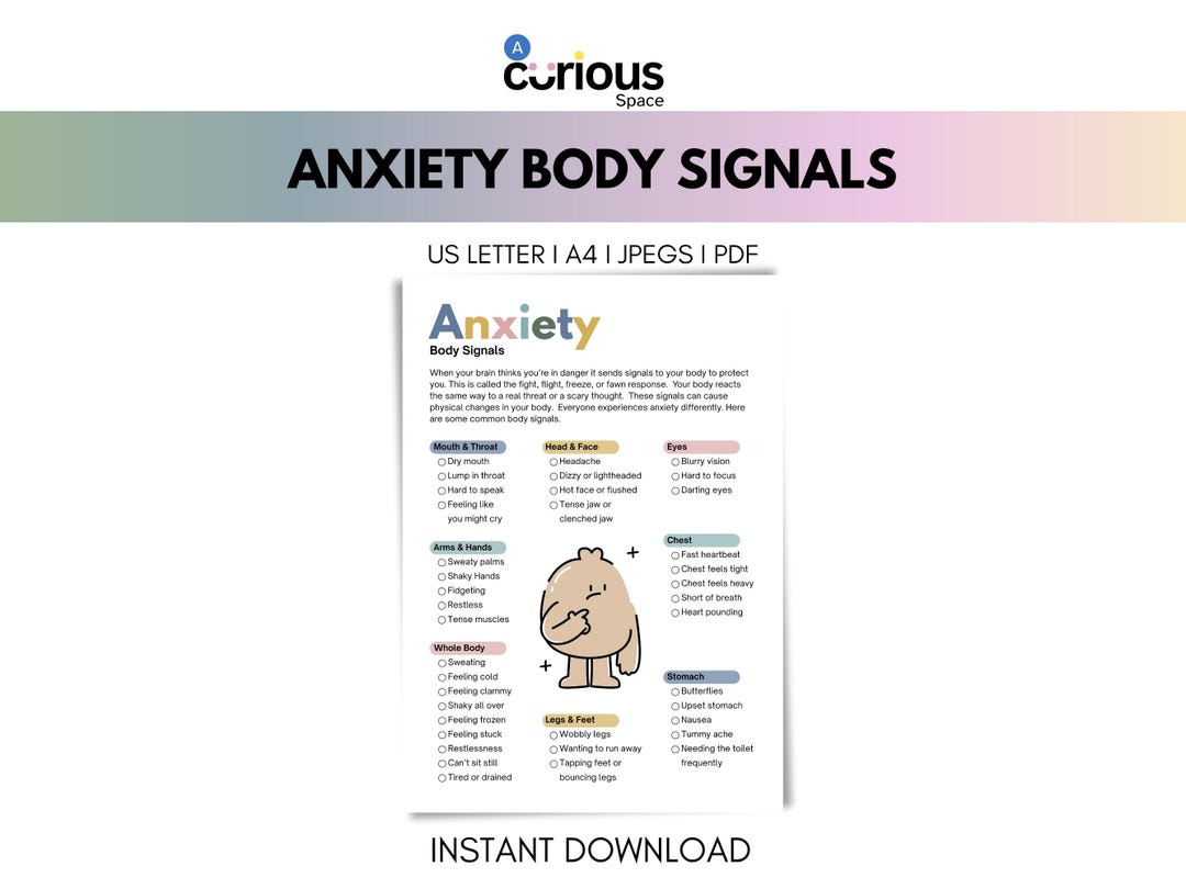 Anxiety Body Signals Poster for Kids & Teens – Emotional Regulation ...