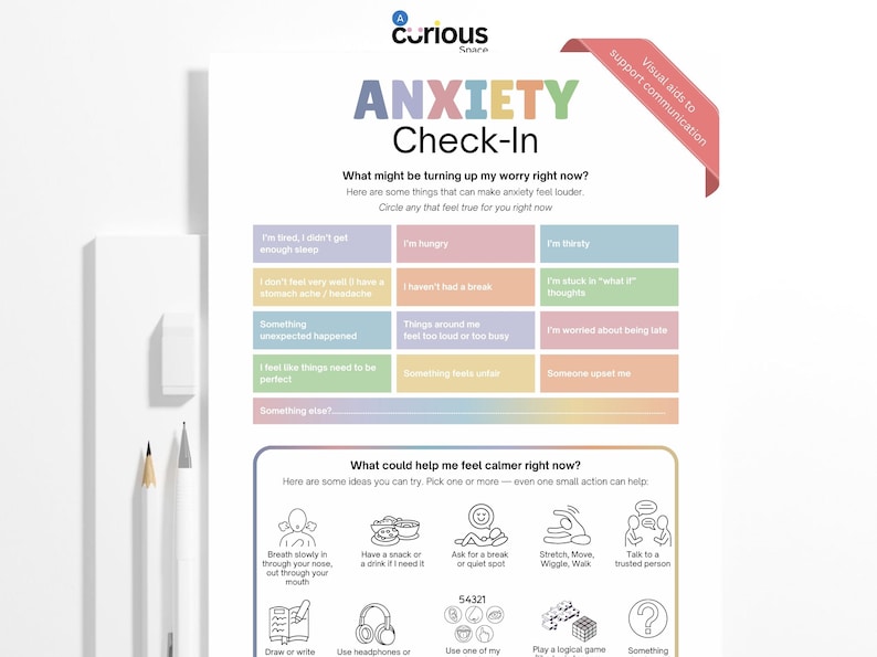 Anxiety Check-in Worksheet for Kids & Teens: Coping Skills (instant ...