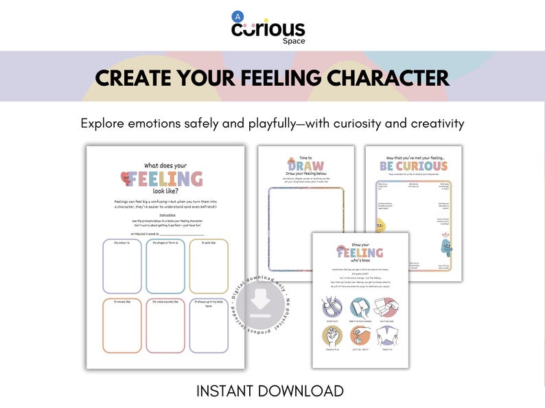 Feelings Exploration Worksheet: Art Therapy, Self-regulation (printable ...