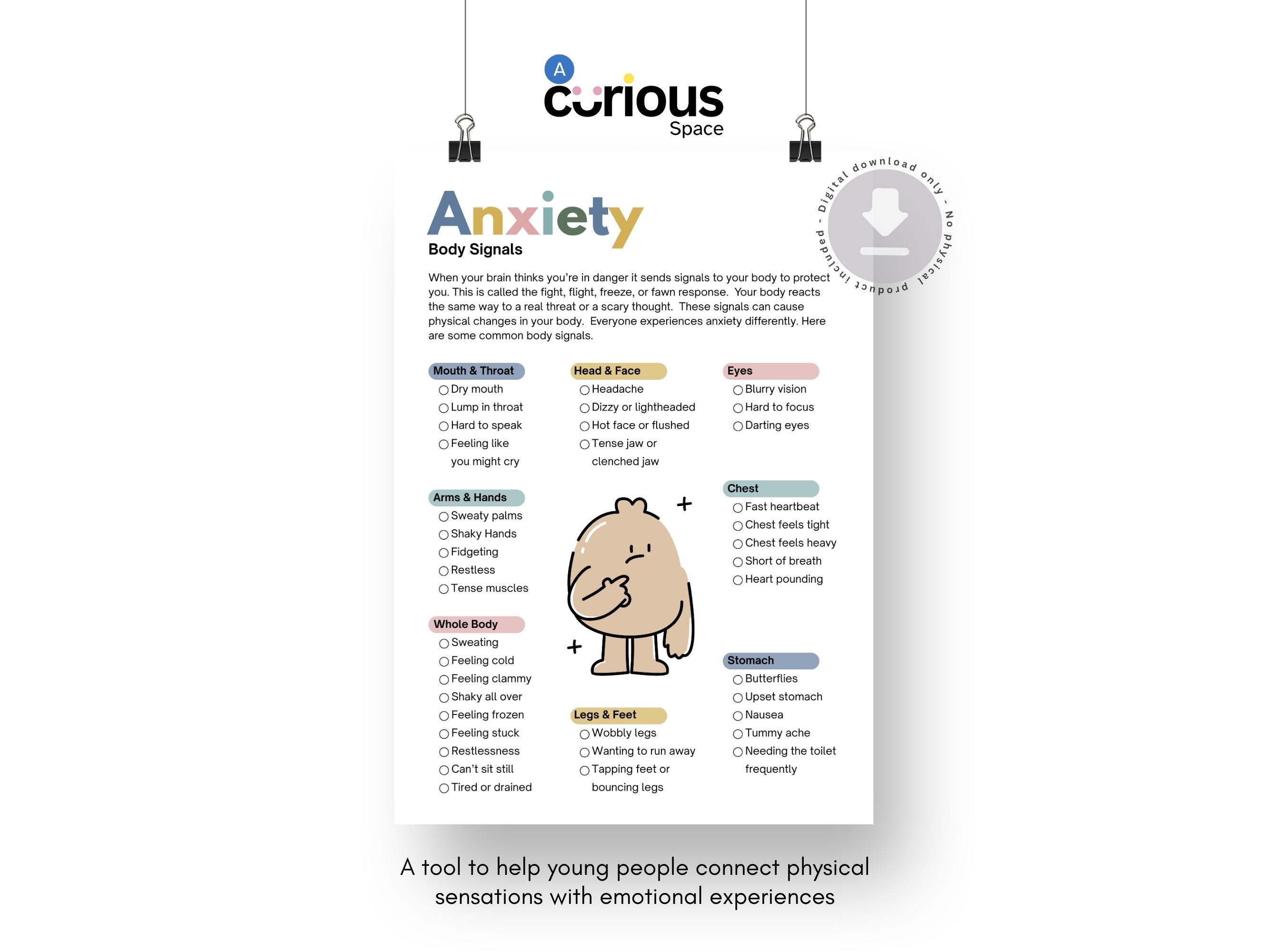 Anxiety Body Signals Poster for Kids & Teens – Emotional Regulation ...