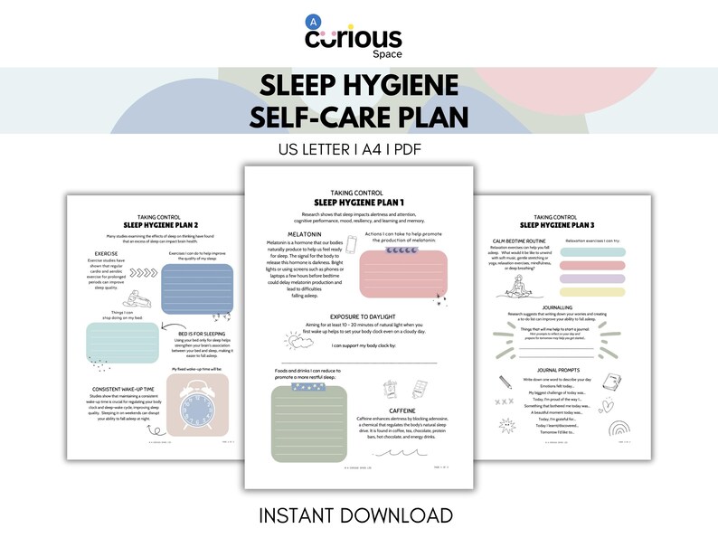 Sleep Hygiene Worksheet: Calm Bedtime, Self Regulation (digital ...