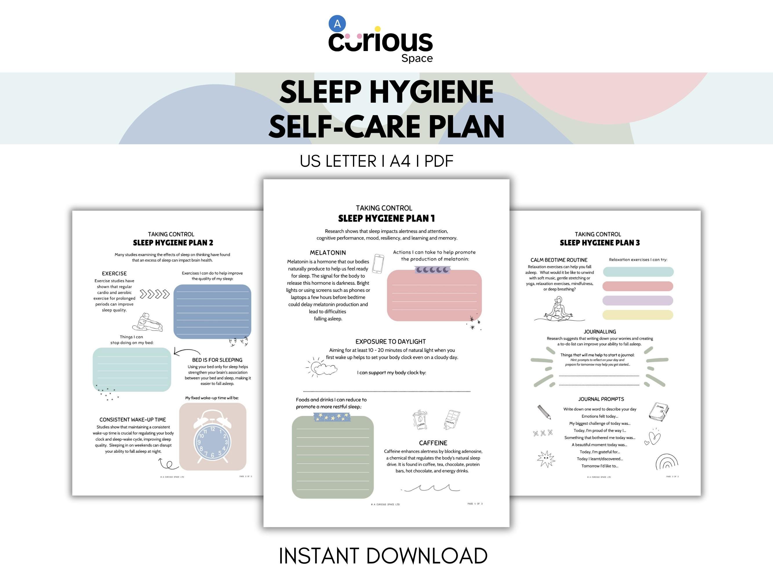 Sleep Hygiene Worksheet: Calm Bedtime, Self Regulation (digital ...