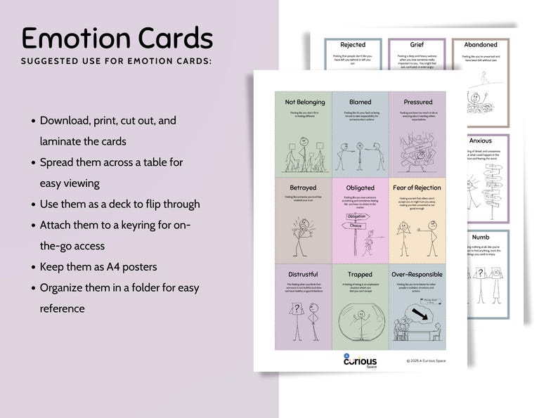Emotion Cards for Teens and Adults, Feelings Flashcards for Therapy ...