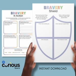 Bravery Worksheets for Kids and Teens, Bravery Shield & Bravery in ...