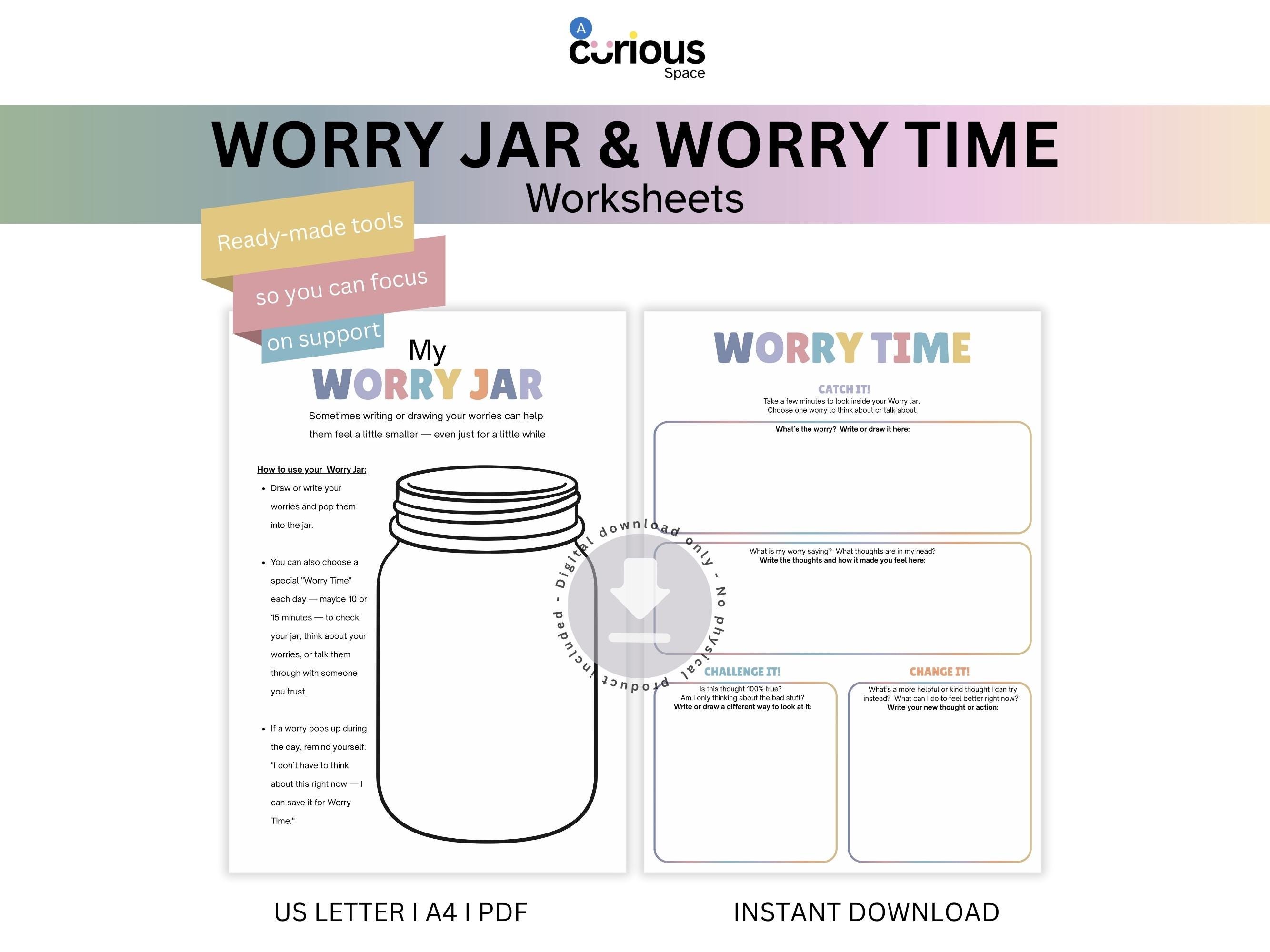 Printable Worry Jar Activity: CBT Anxiety Tool for Kids & Teens ...