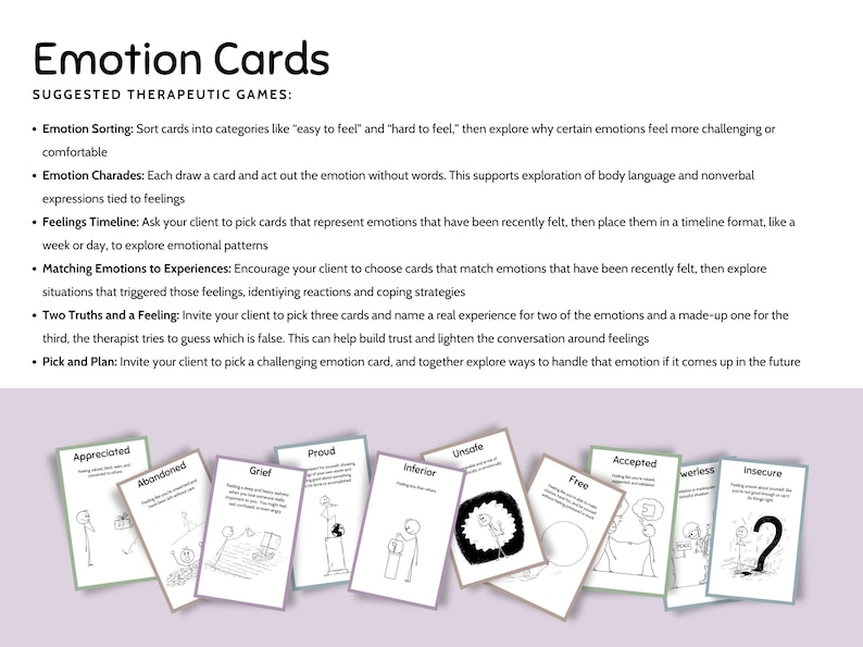 Emotion Cards for Teens and Adults, Feelings Flashcards for Therapy ...