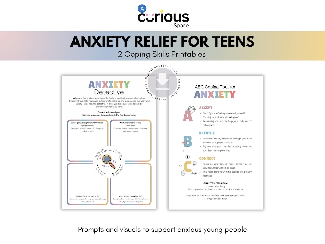 Anxiety Coping Skills Printables: ABC for Anxiety + Detective Activity ...