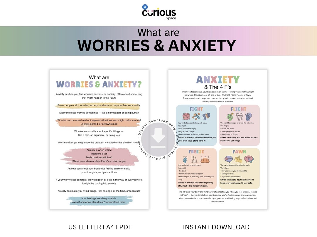 Anxiety Coping Skills Worksheets for Kids: 4 F's Response (digital ...