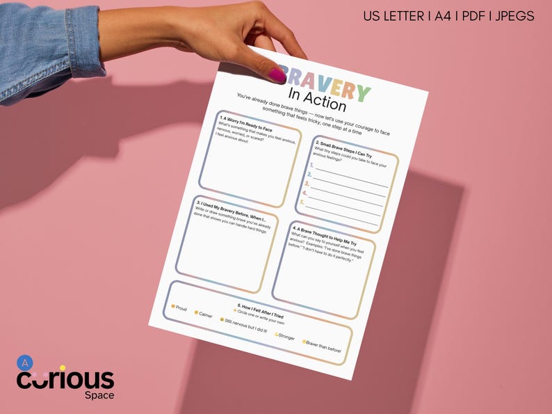 Bravery Worksheets for Kids and Teens, Bravery Shield & Bravery in ...