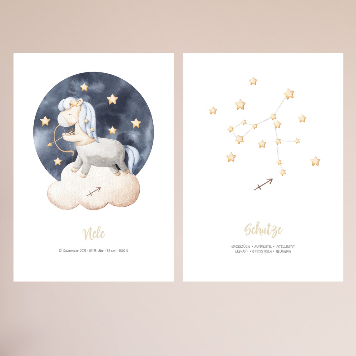 Baby Zodiac Sign "sagittarius" PDF • Personalized Birth Poster With ...