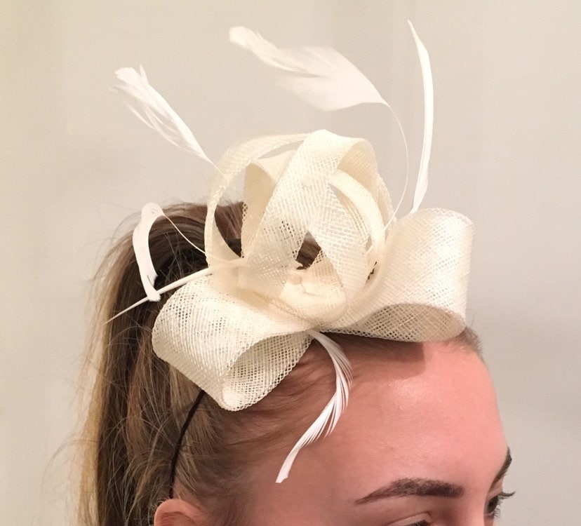 Cream Fascinator With Feathers (available in Different Colours) - Etsy