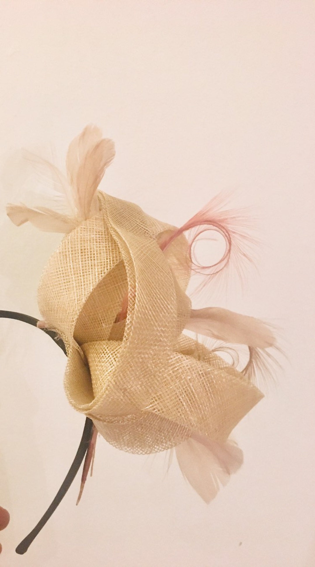 Beige Fascinator With Pale Pink Feathers - Etsy